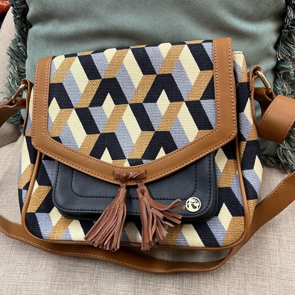 Spartina 449 | Bags | Spartina 449 Linen And Leather Crossbody | Poshmark
